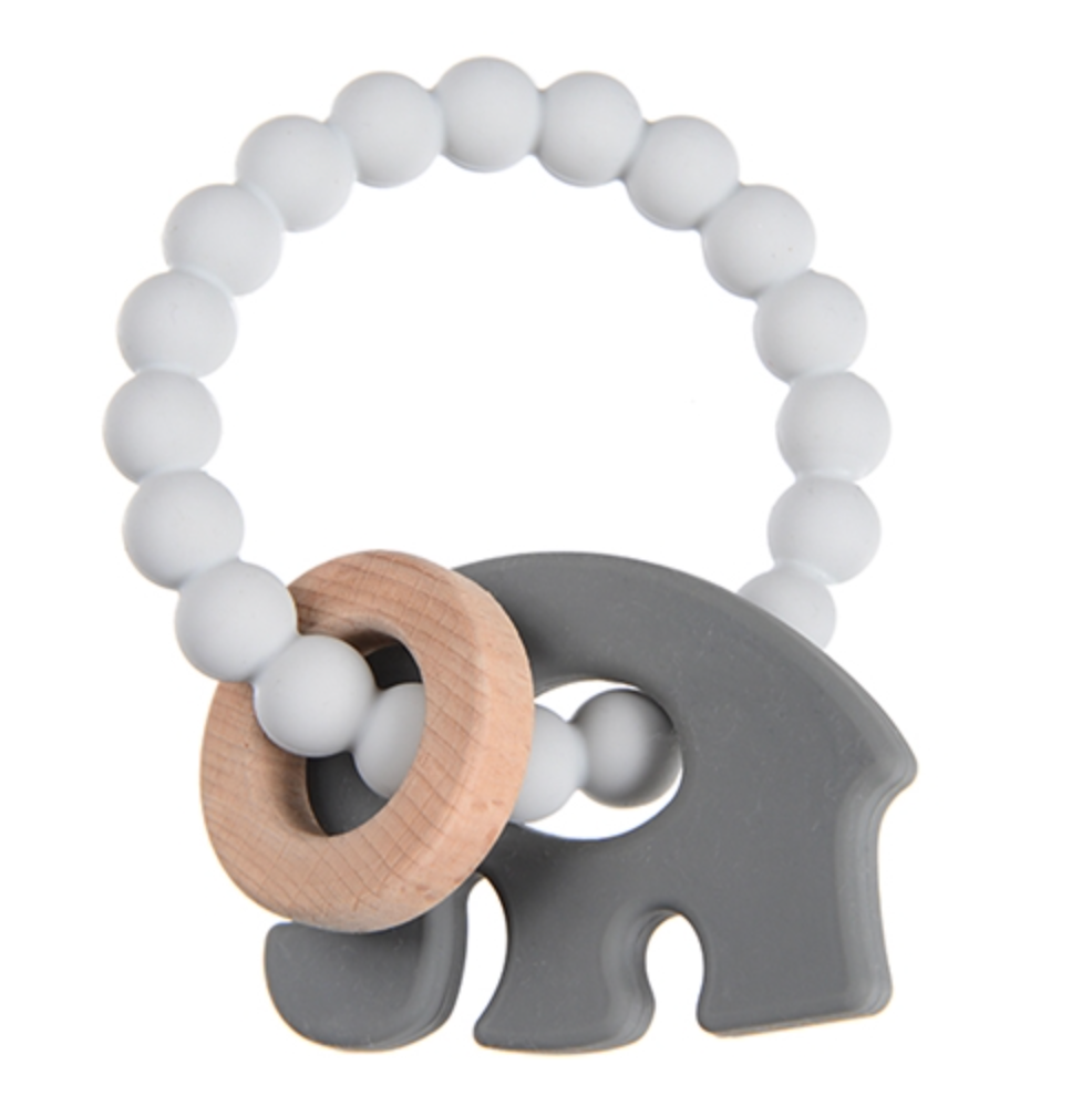 Teether Brooklyn Grey Elephant — Peppercorn